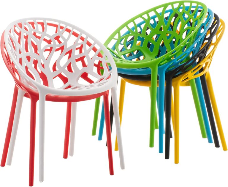 Plastic Garden Dining Chairs Set of 4 Geometric Hollow Nest Stackable ...
