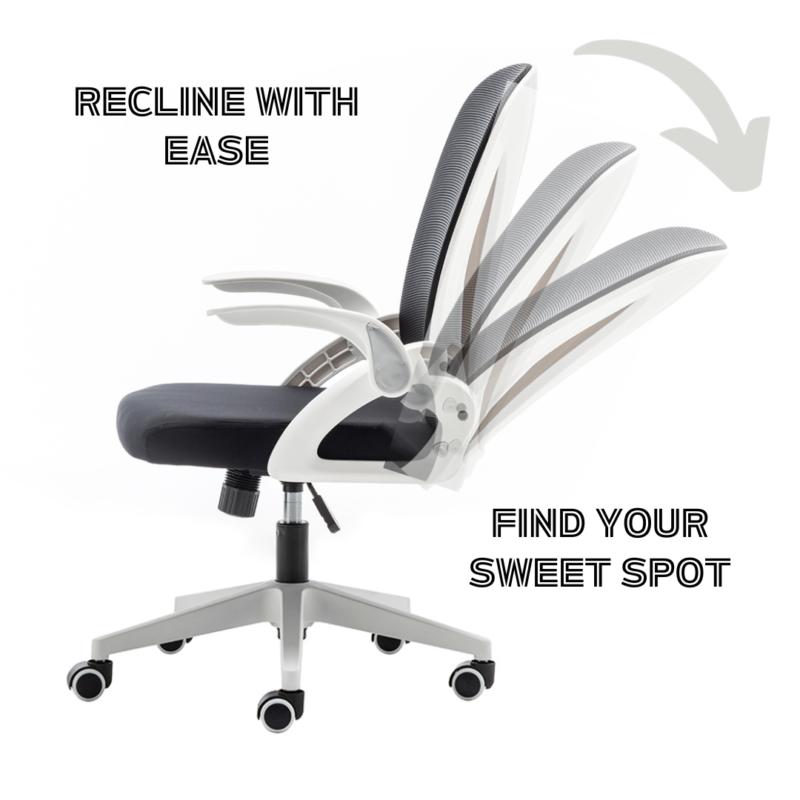 Folding Back Office Chair with Folding Flip up Armrest Swivel Lumbar ...